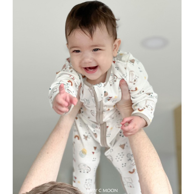 Part 1 BABY C MOON ชุดนอนเด็ก 0-2 ขวบ Two Way Zipper / ชุดหมีคลุมเท้า ...