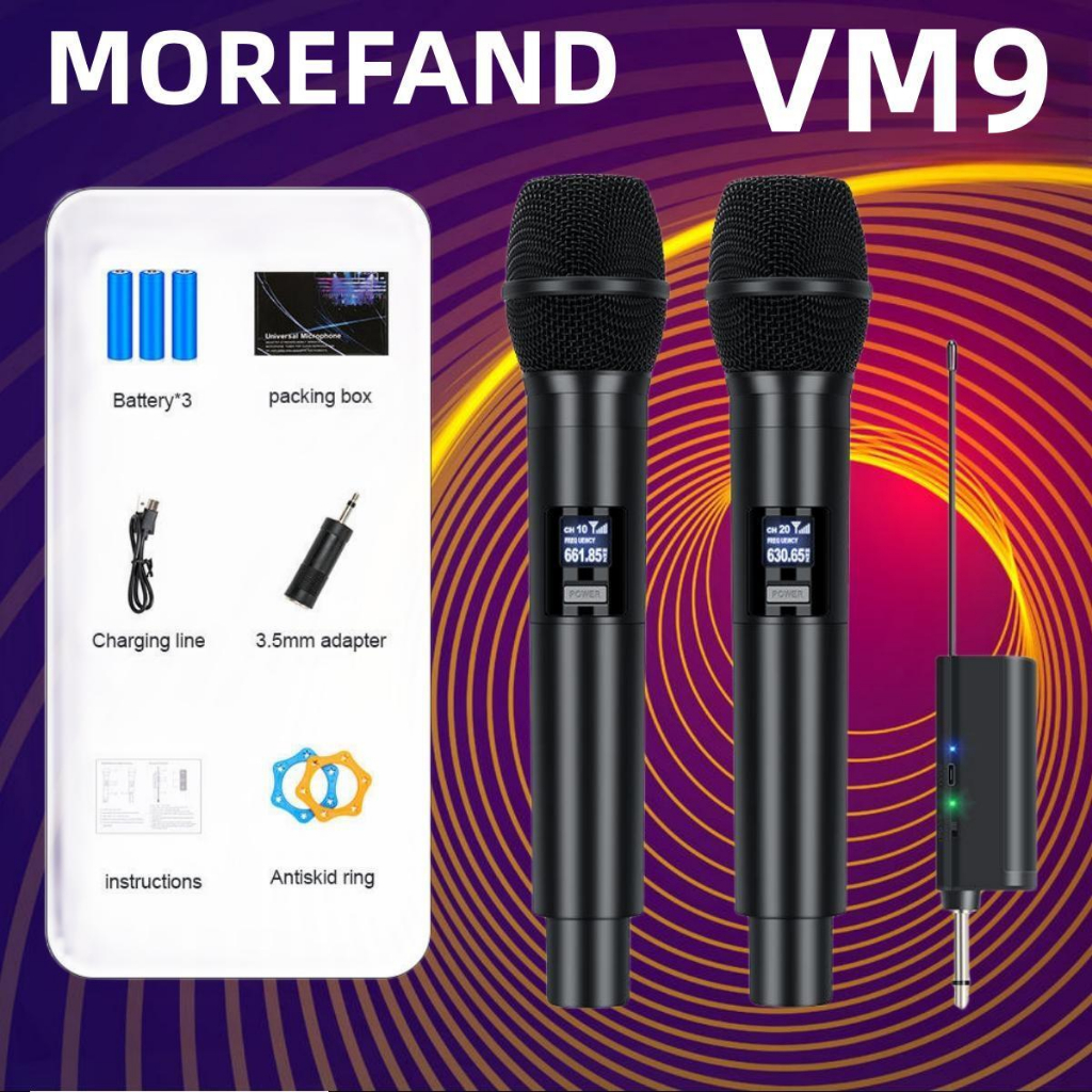 VM9-1/VM9-2ไมค์ลอยไร้สาย ไมค์ลอย ไมค์ ลอย ไร้ สาย คุณภาพเสียงชัดเจนสุดๆ ใช้งานต่อเนื่อง 12 ชม. ...