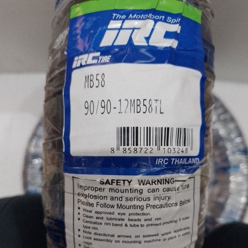 ยางนอก (IRC) MB.58 90/90-12 T/Lรหัส:TY03511รุ่น:LEAD-125ล้อหน้า ...