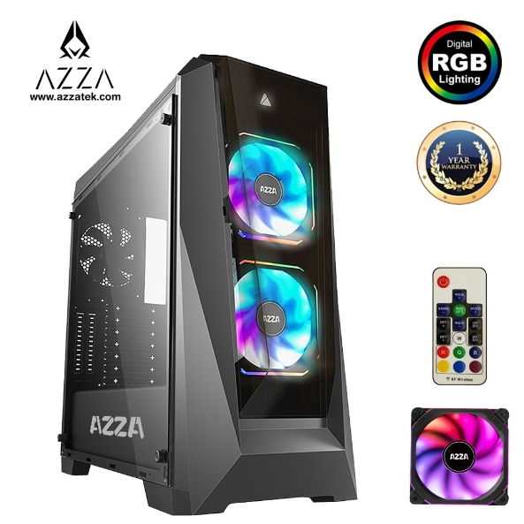 AZZA Mid Tower Tempered Glass RGB Gaming Case Chroma 410 A / 410 B- Black สินค้ารับปะกัน 1 ปี ...