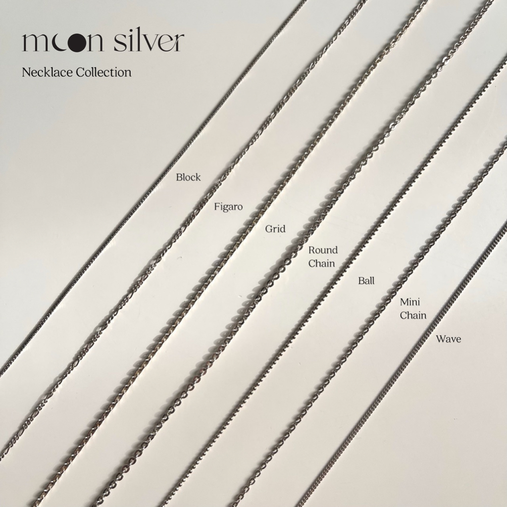 Moonsilver สร้อยคอเงินแท้ 925 รวมทุกรุ่น (มีสายต่อ 2" หากไม่ต้องการโน๊ต ...
