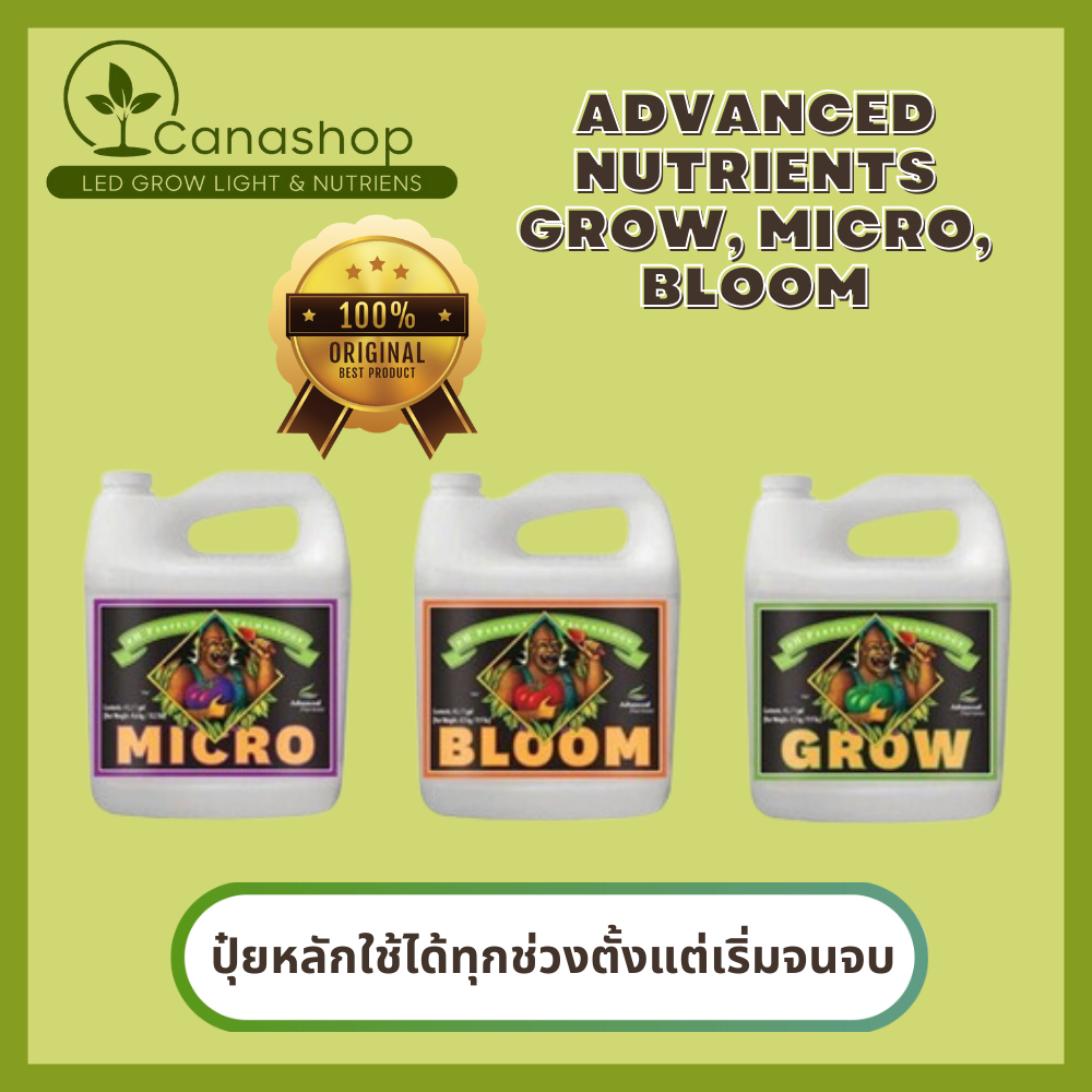 Advanced Nutrients Grow, Micro, Bloom ปุ๋ยหลักใช้ได้ทุกช่วงตั้งแต่เริ่มจนจบ 500ML 3ขวด | Shopee ...