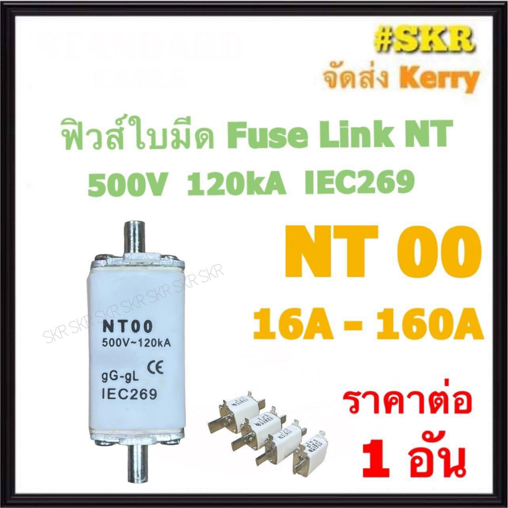 ฟิวส์ใบมีด NT00 ( HRC FUSE LINK ) ฟิวส์แรงต่ำ NT 00 ฟิวส์ 16A 20A 25A 32A 35A 40A 50A 63A 80A ...