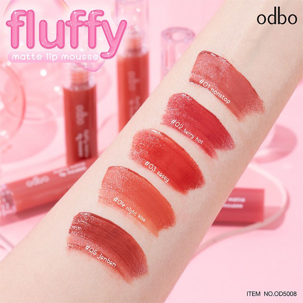OD5008 ODBO FLUFFY MATTE LIP MOUSSE 3g โอดีบีโอ ฟลัฟฟี่ แมทท์ ลิป มูส ลิปแมทท์ เนื้อมูสสุดละมุน ...