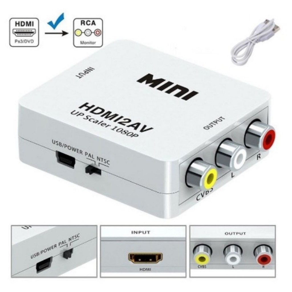 HDMI TO RCA Video Audio Converter Adapter กล่องแปลงสัญญาณ HDMI ออก AV ...