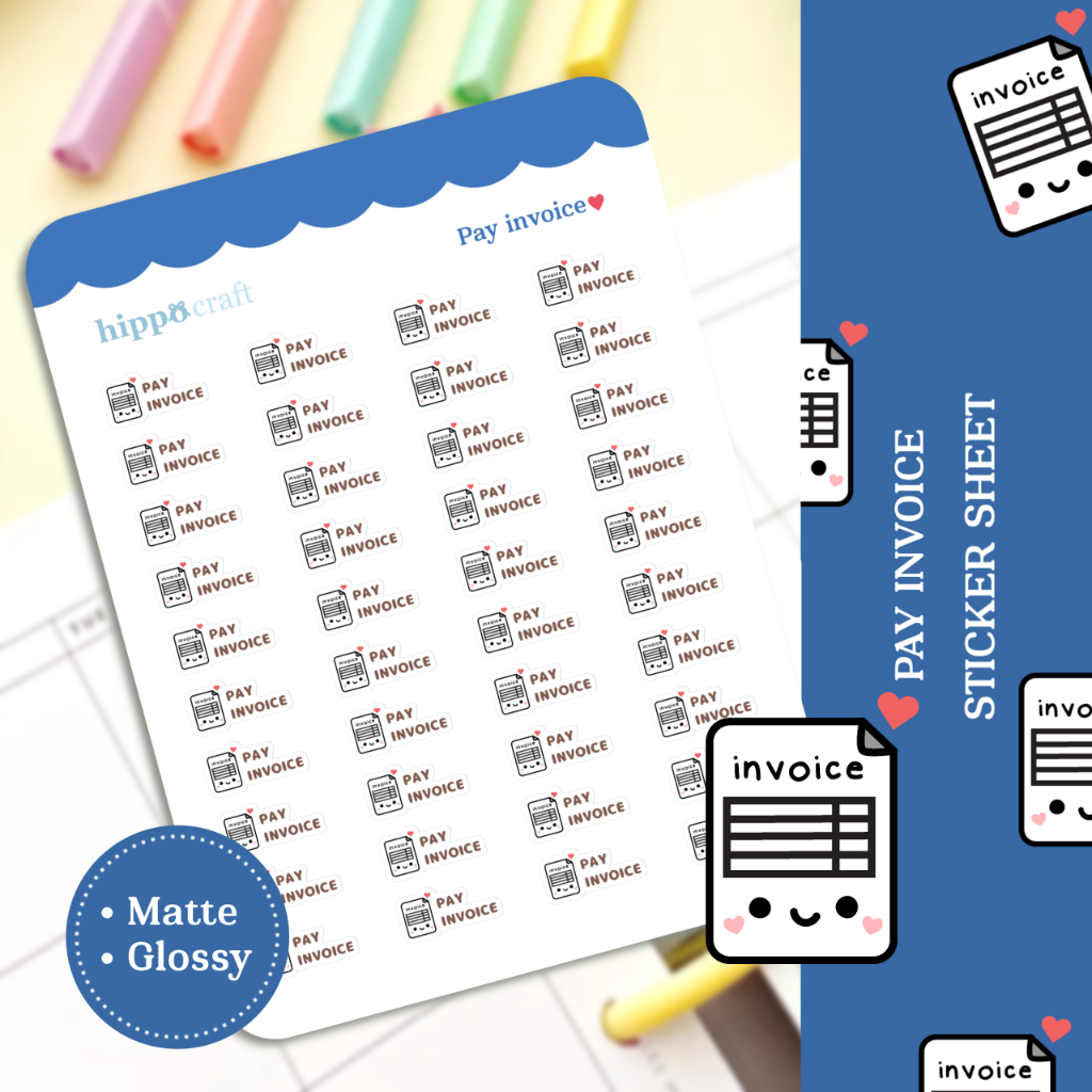 Pay invoice Planner sticker sheet สติ๊กเกอร์ไดคัท เตือนความจำ แพลนเนอร์ ...