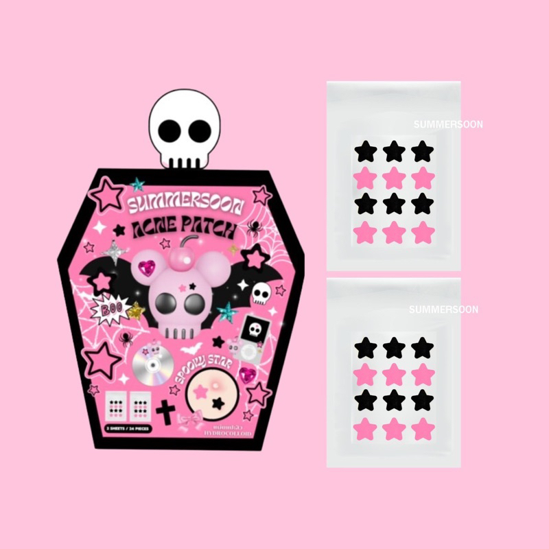 “SPOOKY STAR” SUMMERSOON ACNE PATCH (แผ่นแปะสิวดาวดำชมพูซัมเมอร์ซูน ...