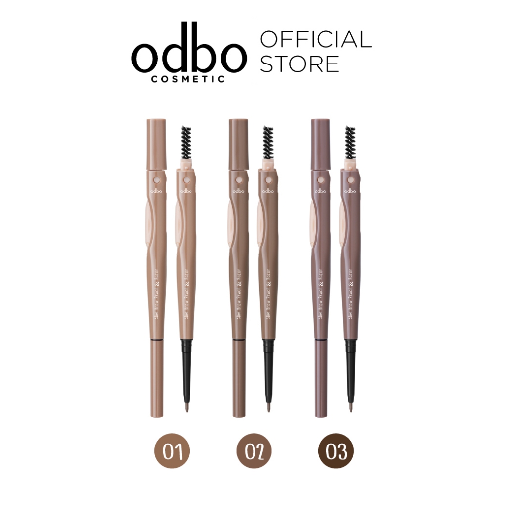 ODBO SLIM BROW PENCIL AND RAZOR OD7001 ดินสอเขียนคิ้ว 3in1 พร้อมแปรงปัดและที่กันคิ้ว | Shopee ...