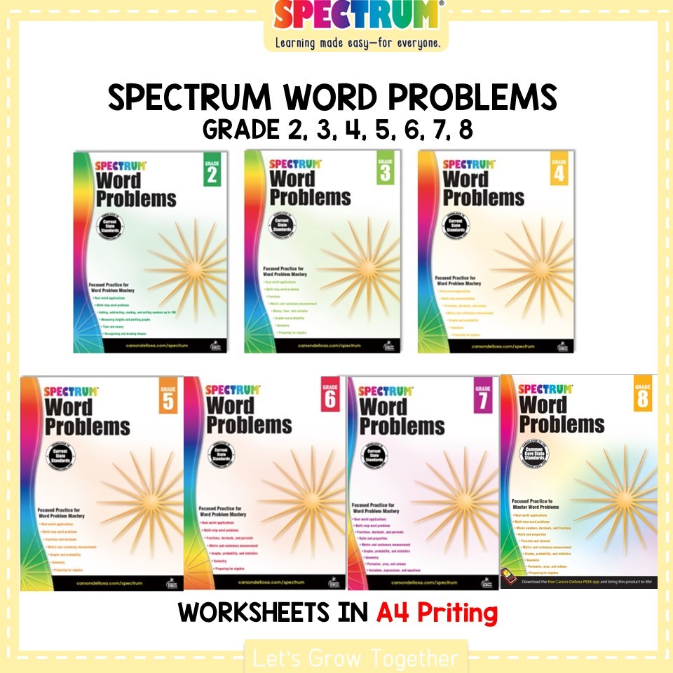 Spectrum Math Word Problems with Answer Keys แบบฝึกหัดโจทย์ปัญหา ...