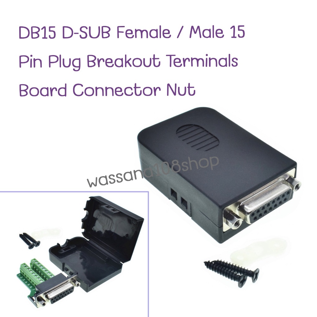 DB15 D-SUB Female / Male 15 Pin Plug Breakout Terminals Board Connector ...
