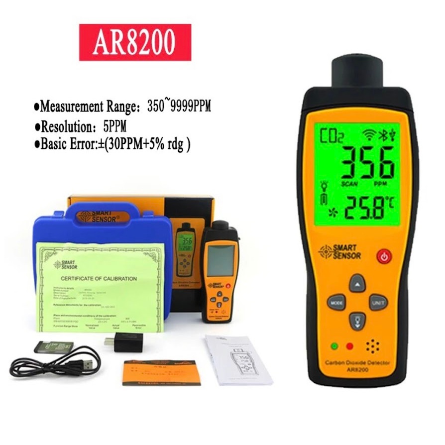 SMART SENSOR AR8200 Professional เครื่องวิเคราะห์ก๊าซ CO2 Meter Monitor เครื่องตรวจจับก๊าซ ...