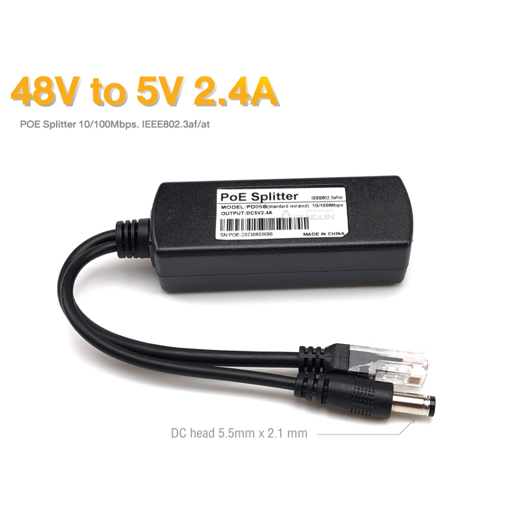PoE Splitter 48V to 5V (2.4A) | Shopee Thailand