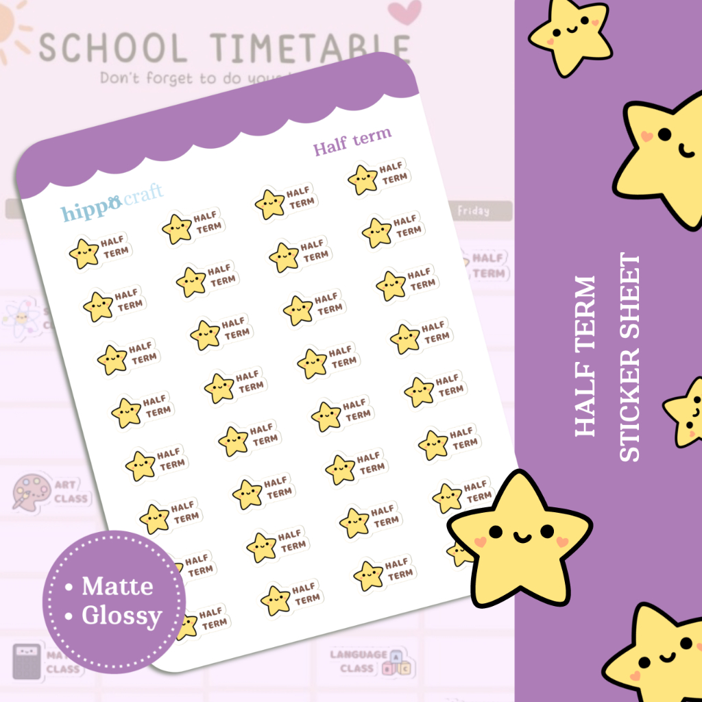 Half term Planner sticker sheet สติ๊กเกอร์ไดคัท เตือนความจำ ติดปฏิทิน ...