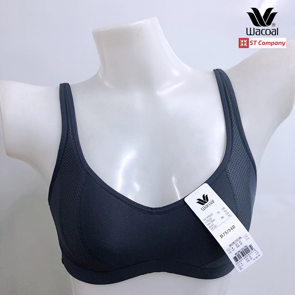 Wacoal Basic Bra ชุดชั้นใน ไม่มีโครง สีเทาอ่อน (Grey) รุ่น WB9M35 เสริมฟองบาง seamless ไร้ตะเข็บ ...