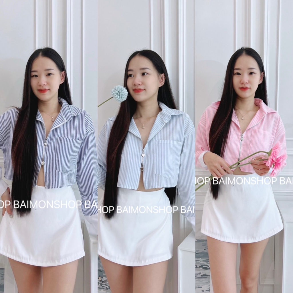 crop..shop เชิ้ตงานใหม่จ้า เชิ้ตผ้าลายทาง เนื้อผ้าดี ทรงสวย ใส่แล้วดู ...