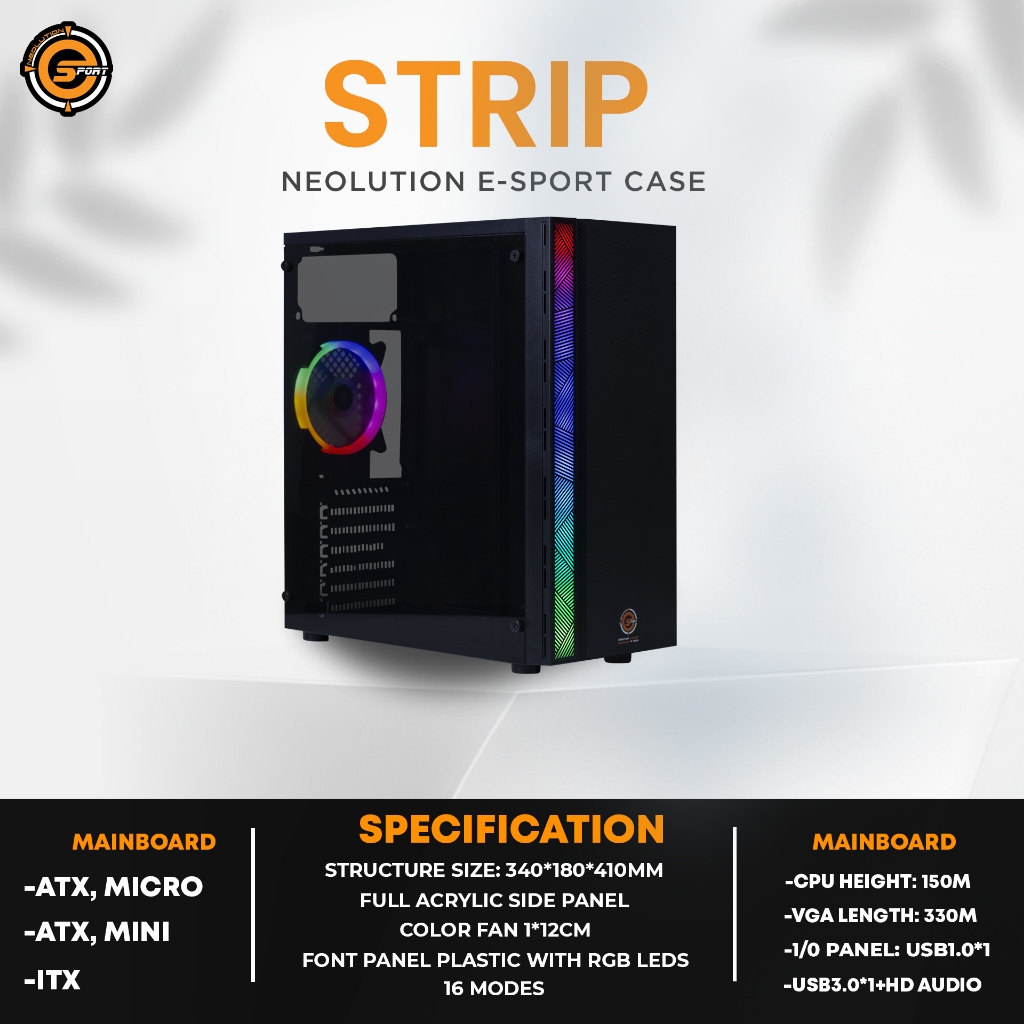 Neolution E-Sport Gaming Case Strip RGB เคสคอมพิวเตอร์มีไฟ (รับประกัน 2 ปี) | Shopee Thailand