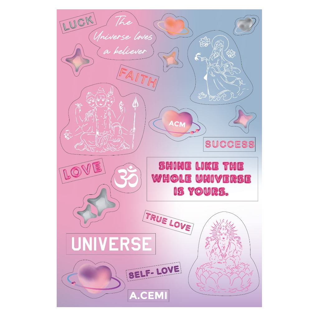 A.CEMI Universe Sticker สติกเกอร์มหาเทพปลุกเสกจากเทพศรียันตราเทวาลัย ...