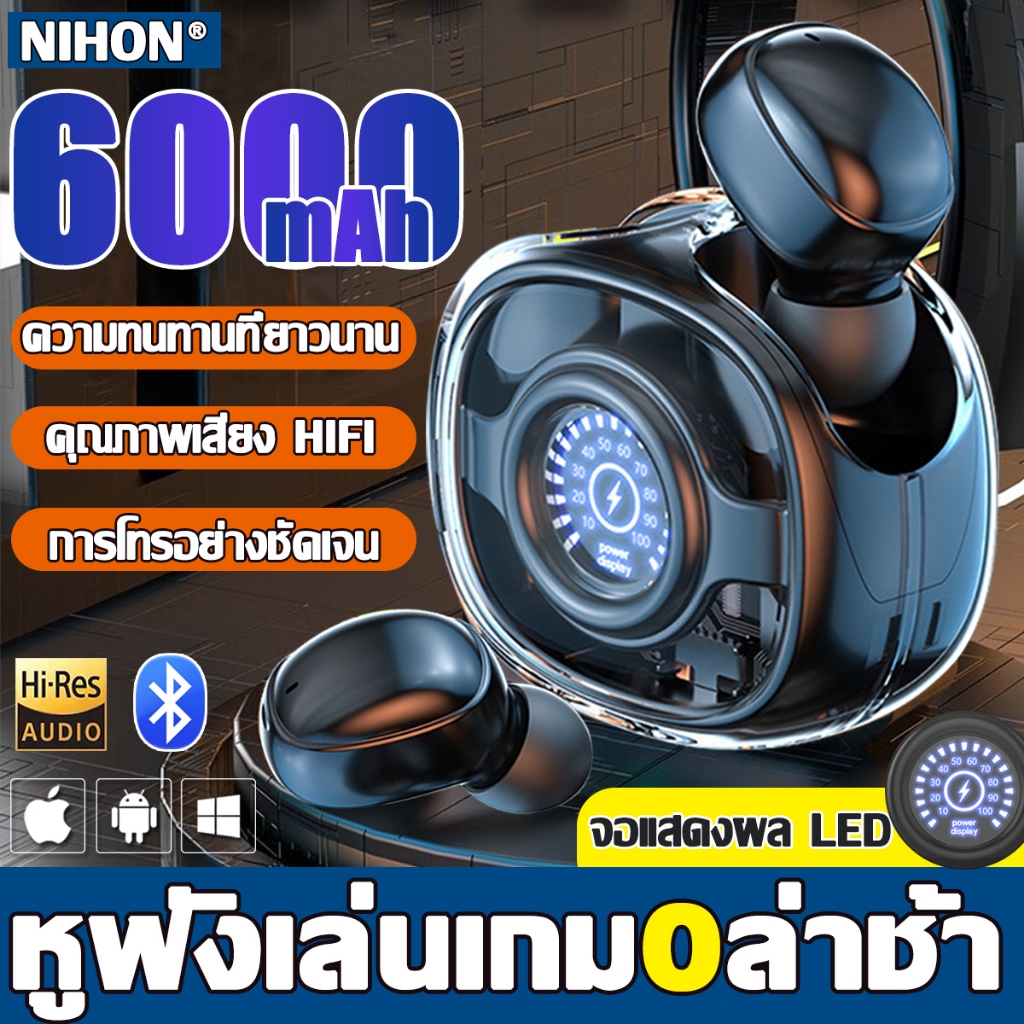 NIHON หูฟังบลูทูธ คุณภาพเสียงระดับโรงภาพยนตร์ เหมาะสําหรับอุปกรณ์ ...