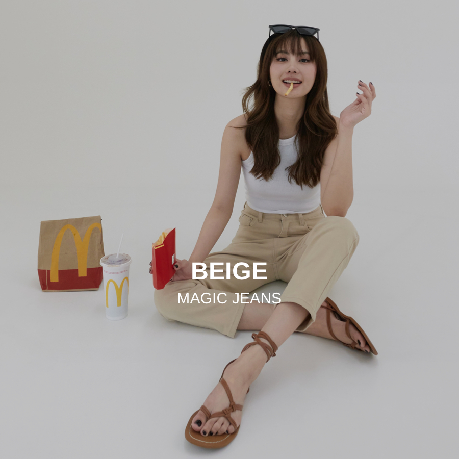 MAGIC JEANS ยีนส์วิเศษสี BEIGE **แนะนำลด1-2ไซส์ และอ่านวิธีเลือกไซส์ ...
