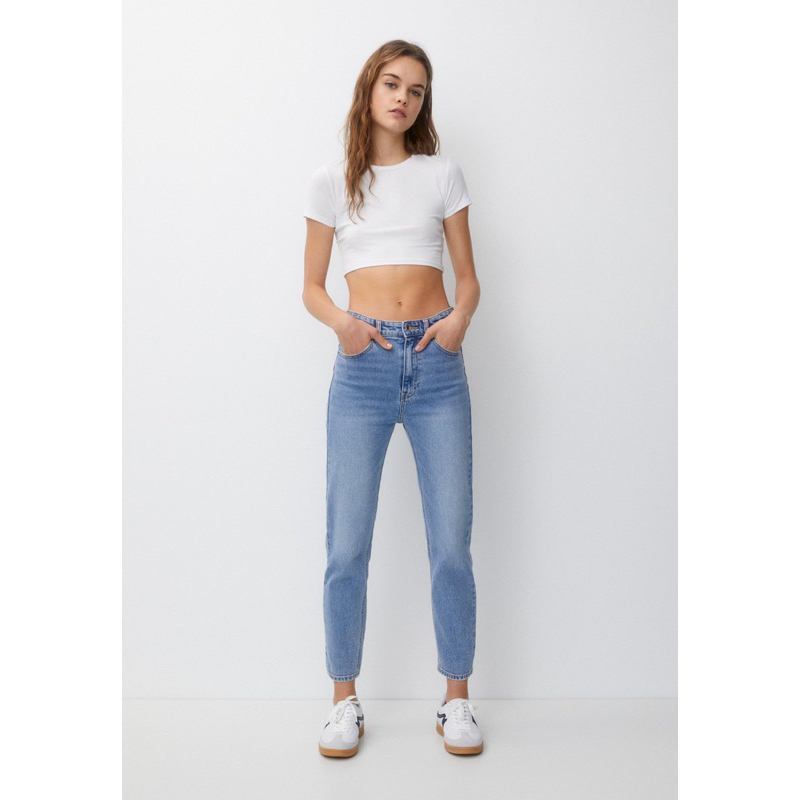 Pull&Bear Mom Comfort High Rise Ankle Length | Shopee Thailand
