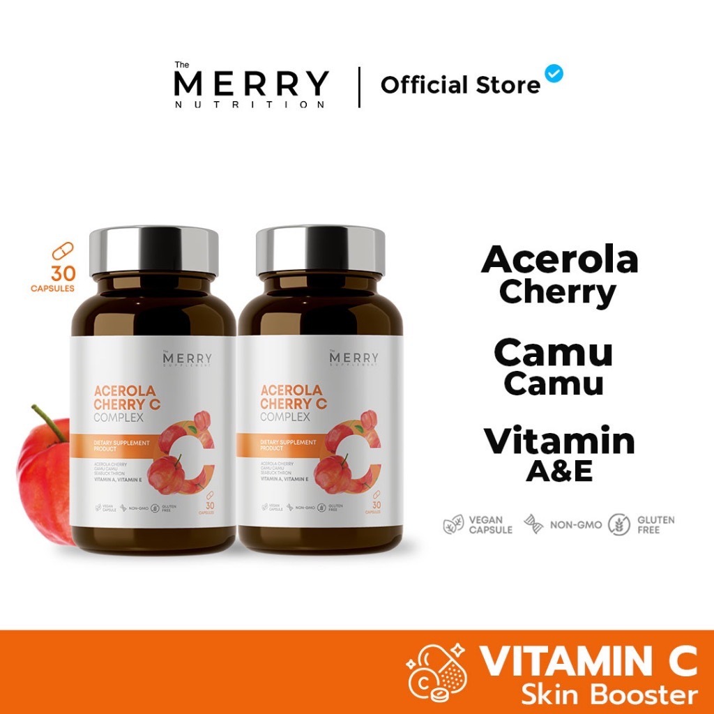 [2กระปุก]The Merry Acerola Cherry C Complex (วิตามินซี สารสกัดอเชโรล่า เชอร์รี่) 2กระปุก x 30 ...