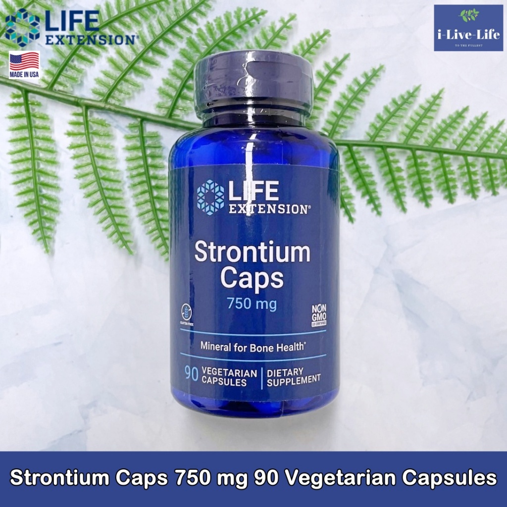 Life Extension - Strontium Caps 750 mg 90 Vegetarian Capsules สตรอนเซี ...