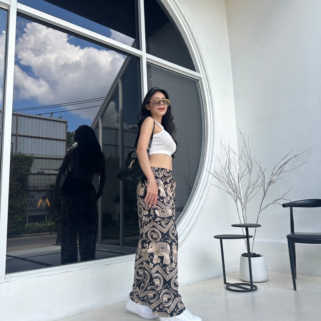 กางเกงช้างผ้าไหมญี่ปุ่น No.1Shop มีกระเป๋าคาร์โก้ 4กระเป๋า(ผ้าดีนุ่มไม่ต้องรีด)ขาปล่อยS-2XL ...