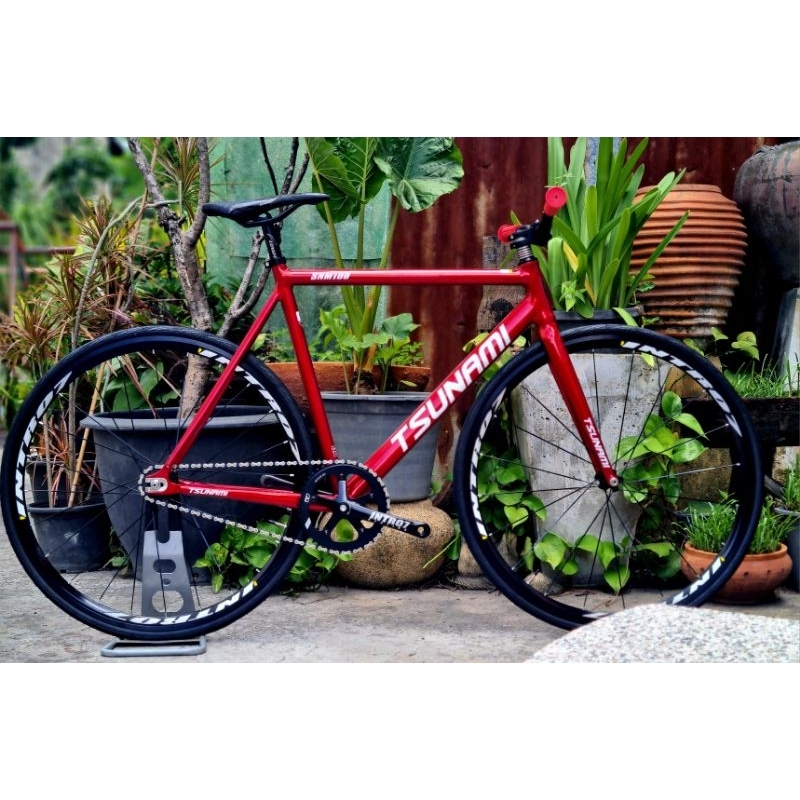 tsunami bike จักรยานฟิกเกียร์ เฟรมอะลู ยี่ห้อ tsunami (ทักchat ถ้า ...