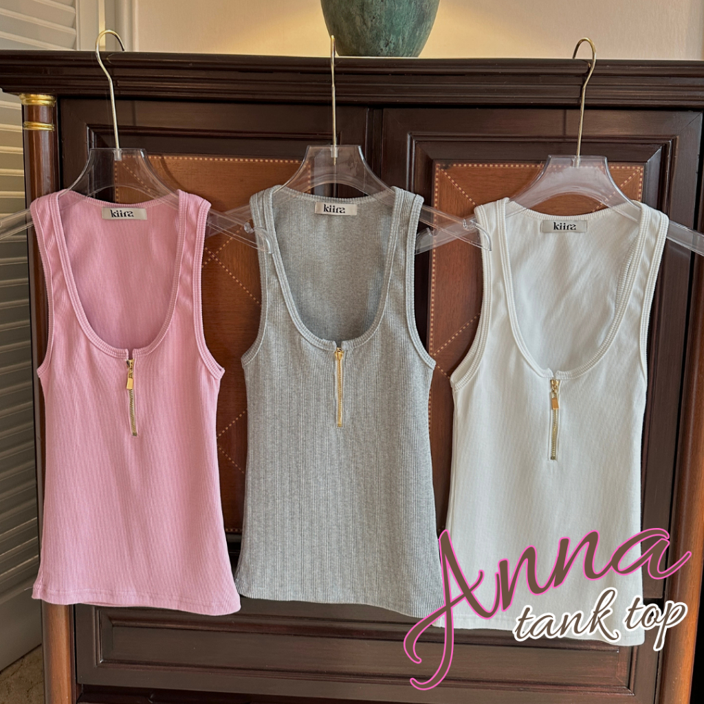Anna tank top เสื้อกล้ามผ้าริปตัวยาวมีซิป | Shopee Thailand
