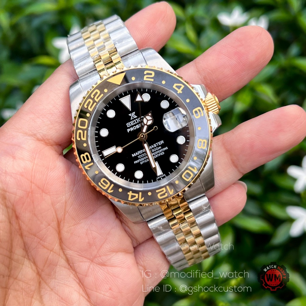 Seiko Mod GMT Master II Silver two-tone New Arrival NH34 Authentic Movement | Shopee Thailand