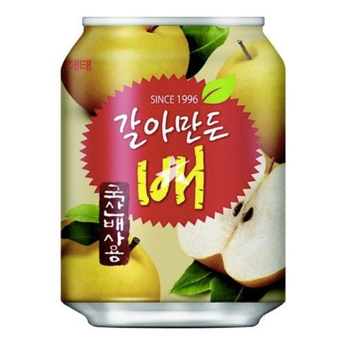 เครื่องดื่มน้ำผลไม้เกาหลี น้ำผลไม้กระป๋องผสมเนื้อผลไม้แท้ Haitai Crushed Juice Bongbong 238 ml ...