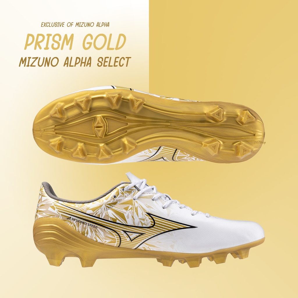 รองเท้าสตั๊ต MIZUNO รุ่น ALPHA Α SELECT (เบสิก) "PRISM GOLD" | Shopee Thailand