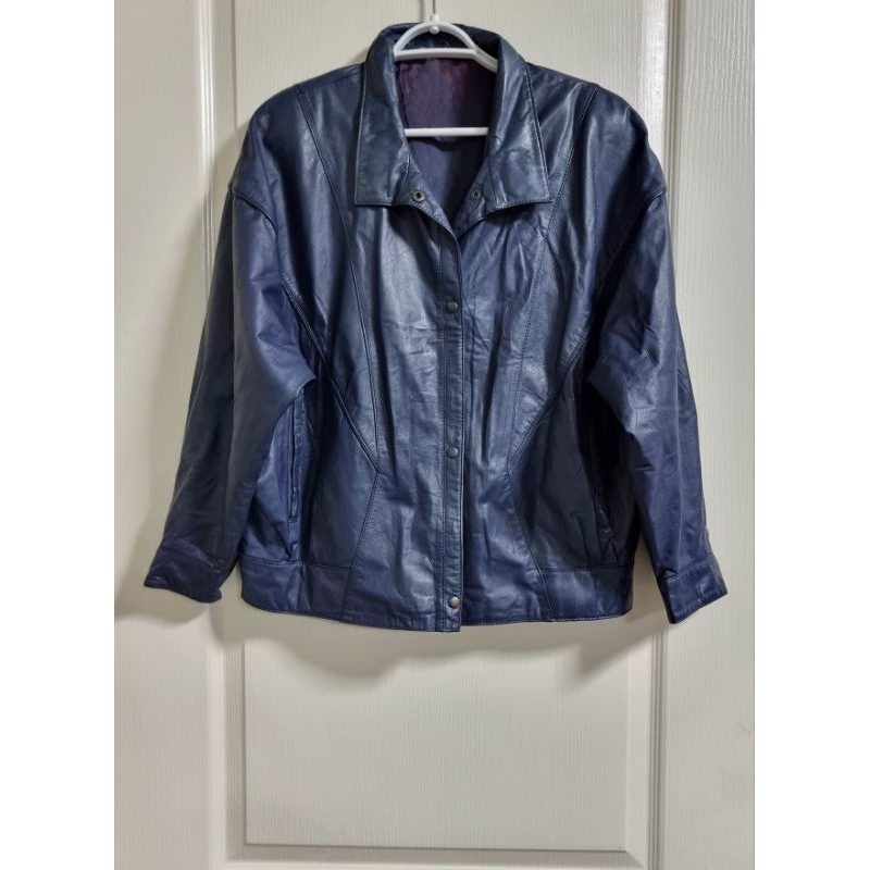 เสื้อโค้ทแจ็คเกทหนังแท้สีน้ำกรมแบรนด์ julian partina genuine leather ...