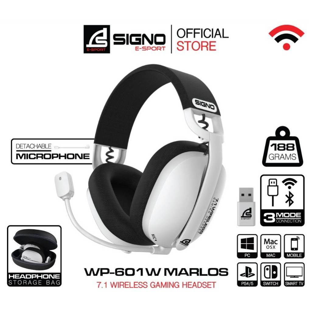 หูฟังเกมส์มิ่ง ⚡SIGNO E-Sport 7.1 รุ่น WP-601 Wireless มีไมค์ 2 ตัว คือ ...