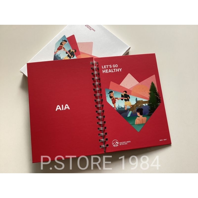 สมุดโน๊ต ปี 2024 Notebook AIA // ของขวัญปีใหม่ (แบบห่วง - สีแดง ...