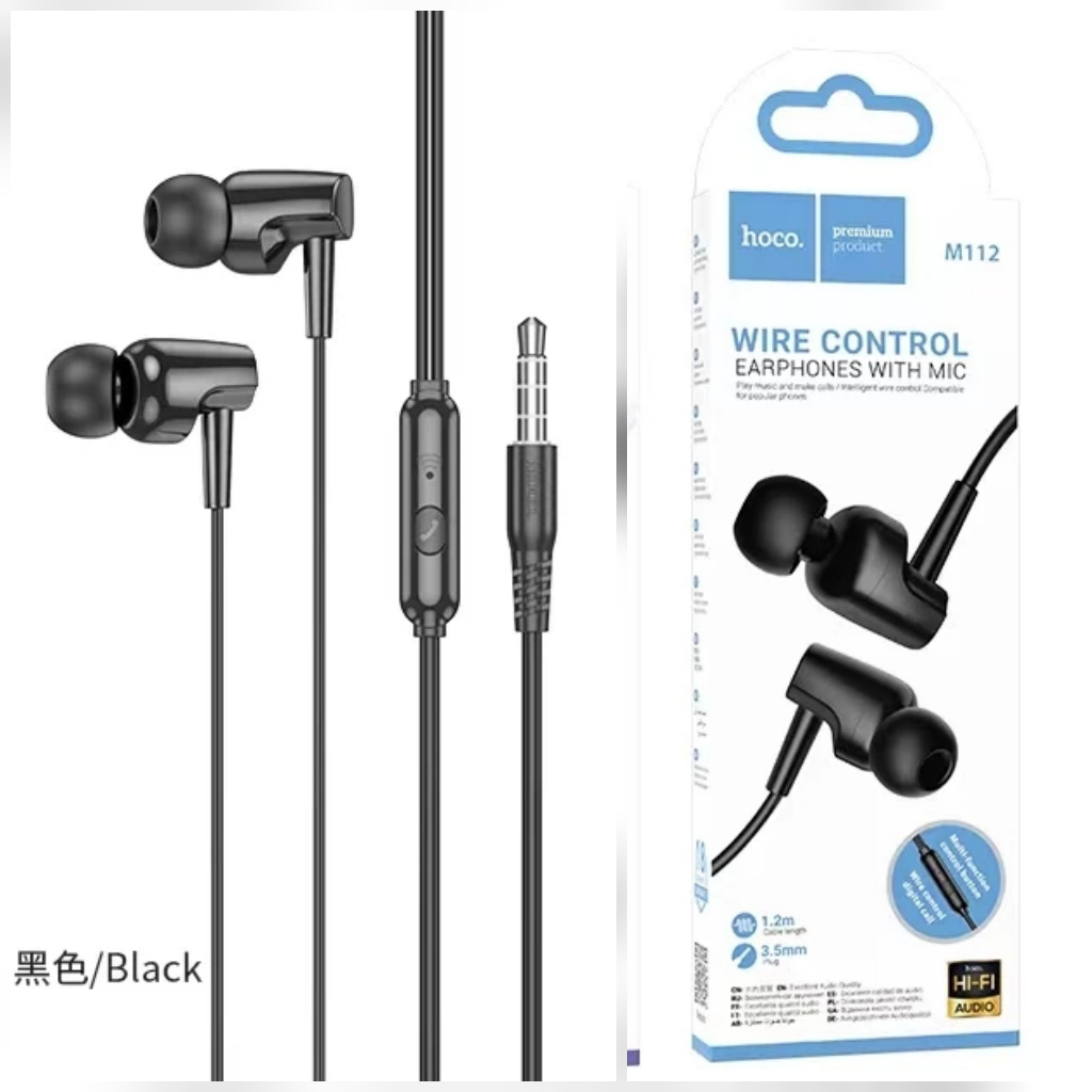หูฟัง hoco M112 หูฟังพร้อมไมค์ หูฟังมีไมค์ เสียงดี สายยาว 1.2 เมตร ร้อง ...