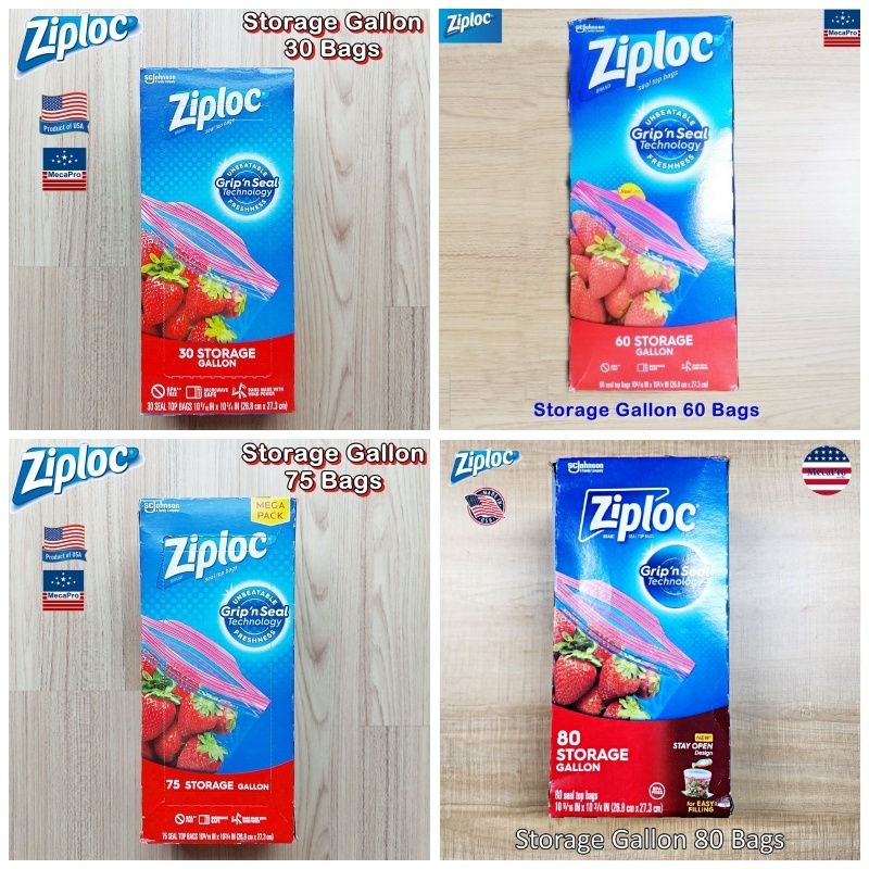 Ziploc® Storage Gallon 20, 30,40,60, 75, 80 Bags ถุงเก็บอาหาร ถุงอเนกประสงค์ Grip'n Seal ...