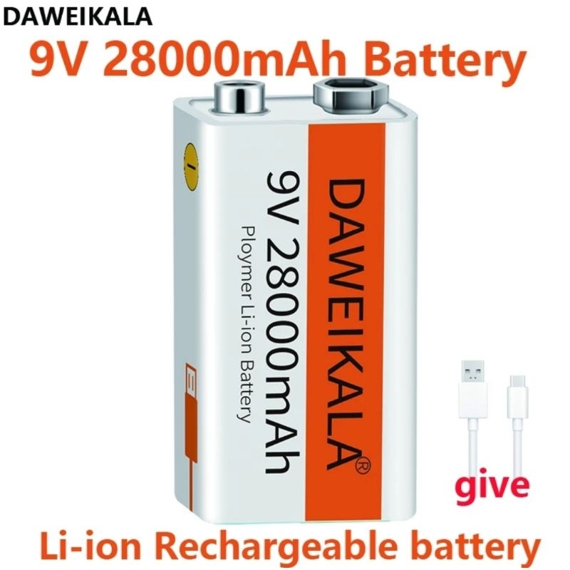 🔋ถ่านชาร์จ 9V Rechargable battery 5500 mAh & 6900 mAh USB Type C ชาร์จ ...