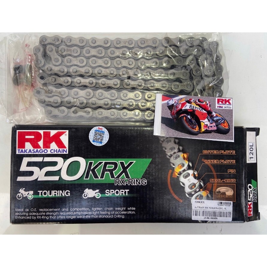 โซ่ RK 520 x-ring (KRX) ขนาด 120 ข้อ รองรับถึง 750cc | Shopee Thailand