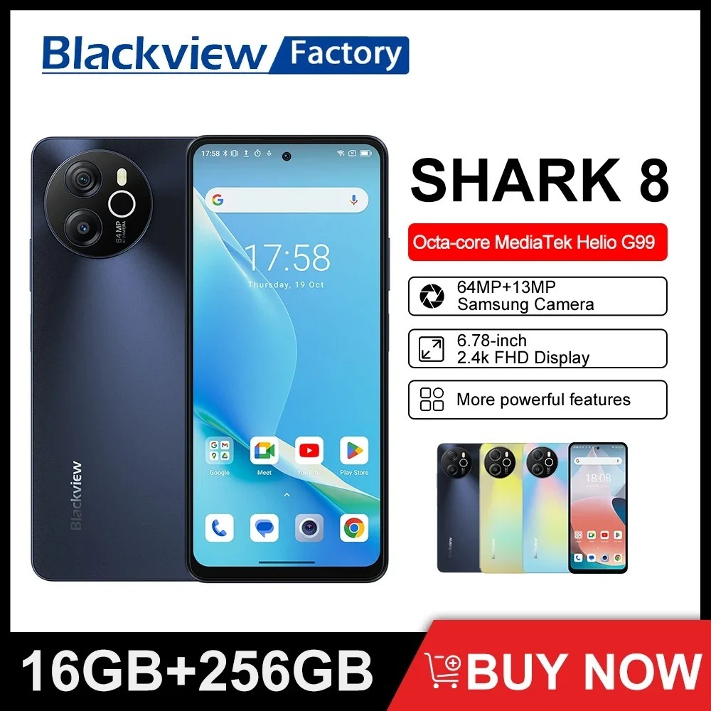 Blackview SHARK 8 Machine Android 13 GB 128GB/256GB 64MP G99 6.78'' 120Hz 2.4K Display 64MP ...