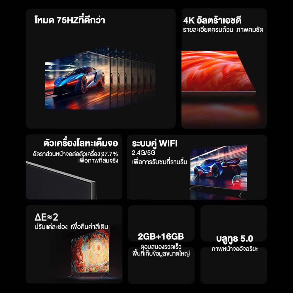 ทีวี 43 นิ้ว 4K สมาร์ททีวี WiFi HDR+ Android 12.0 ทีวี 32 นิ้ว โทรทัศน์ ...