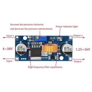 โมดูลลดแรงดันไฟฟ้า 4V-38V to 1.25V-36V 5A XL4015 DC-DC adjustable step-down power Supply module ...