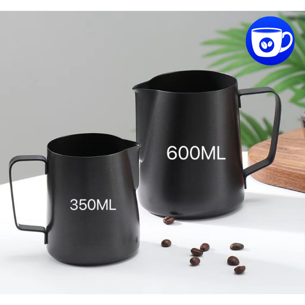 BlueBird เหยือกตีฟองนม สีดำด้าน 350ml 600ml Teflon milk pitcher เหยือกนมลาเต้อาร์ท | Shopee Thailand