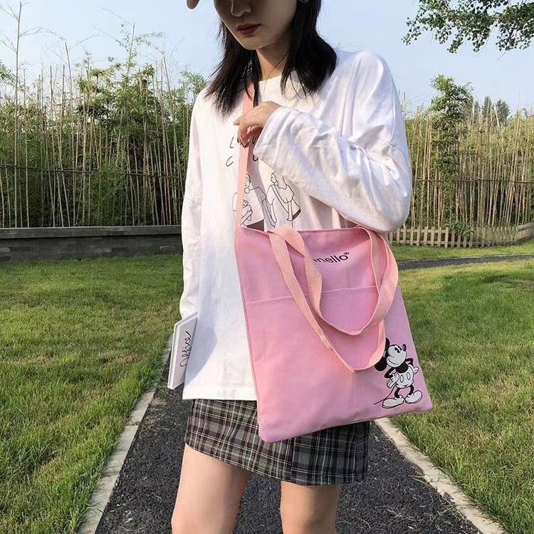 กระเป๋าผ้าแคนวาสมีซิปด้วยใส่ของได้เยอะนะผ้าแข็งแรง | Shopee Thailand