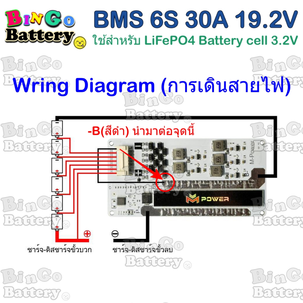 BMS 6S 20A, 30A, 60A 21.9V สำหรับ LiFePO4 Battery 3.2V จากแบรนด์ M ...