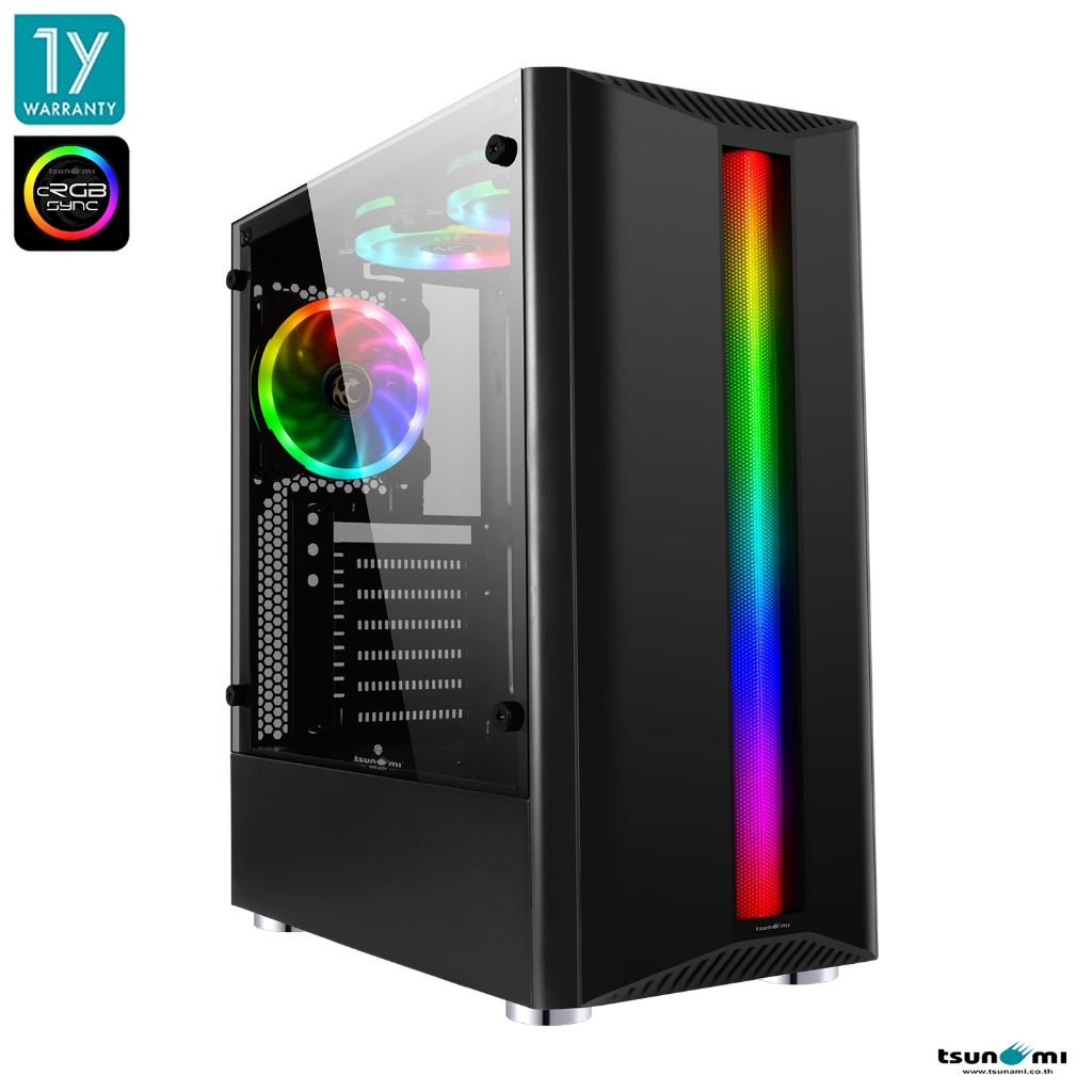 (ไม่มีพัดลม) เคสคอมพิวเตอร์ Tsunami Galaxy G11 RGB Front Panel Tempered ...