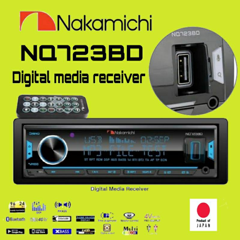 เครื่องเสียงรถยนต์ NAKAMICHI NQ723BD ขนาด 1 ดิน ระบบดิจิตอลมีเดีย ...