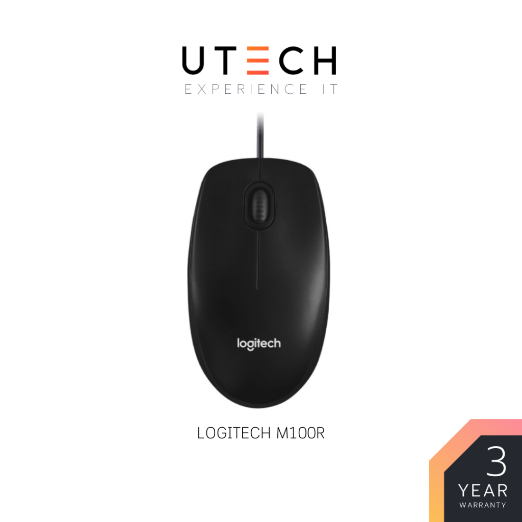 เมาส์ Logitech M100r USB Optical Mouse เมาส์มีสาย by UTECH | Shopee ...