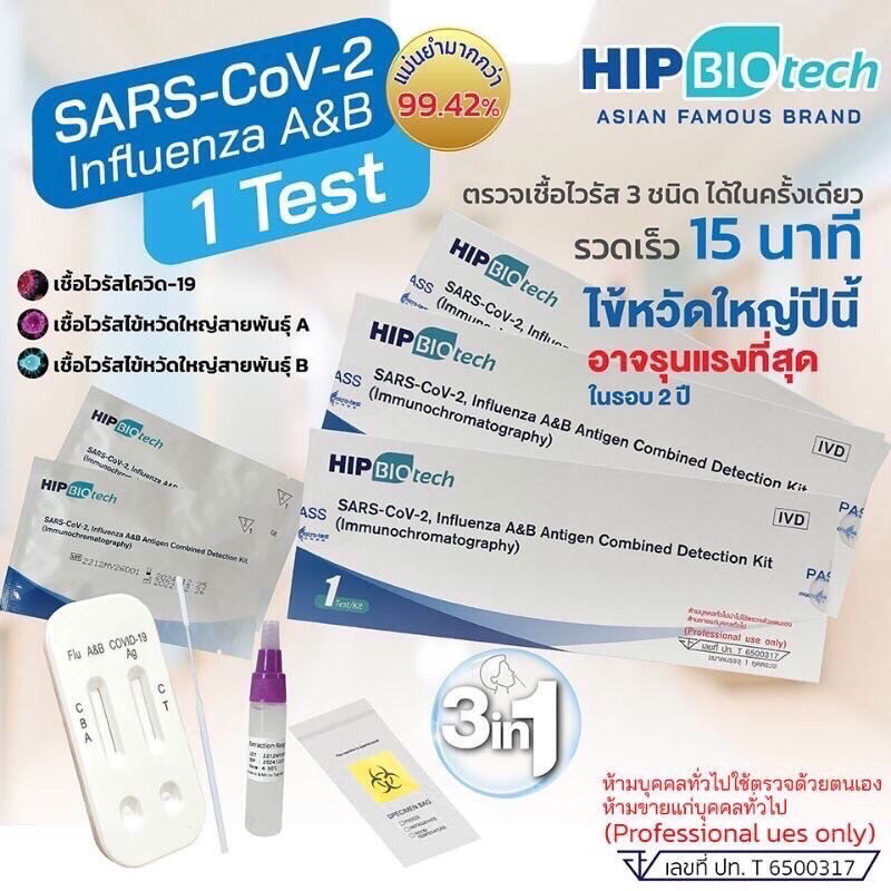 Gica 4 in1 ชุดตรวจไข้หวัดใหญ่ สายพันธุ์ A และ B/ RSV/ โควิค Covid-19 ...
