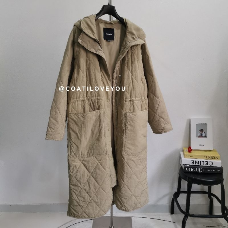 PULL &BEAR Basic Long Quilted Coat with Hood | Shopee Thailand